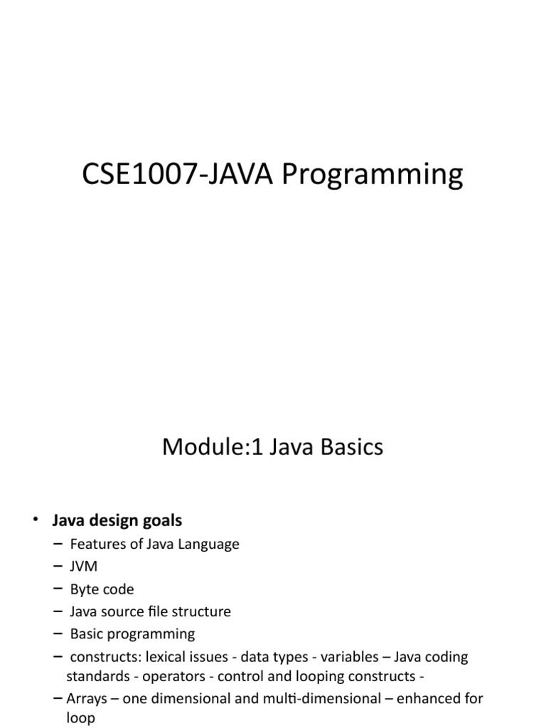 Module 1 Java Programming Pdf Java Programming Language Array Data Structure 