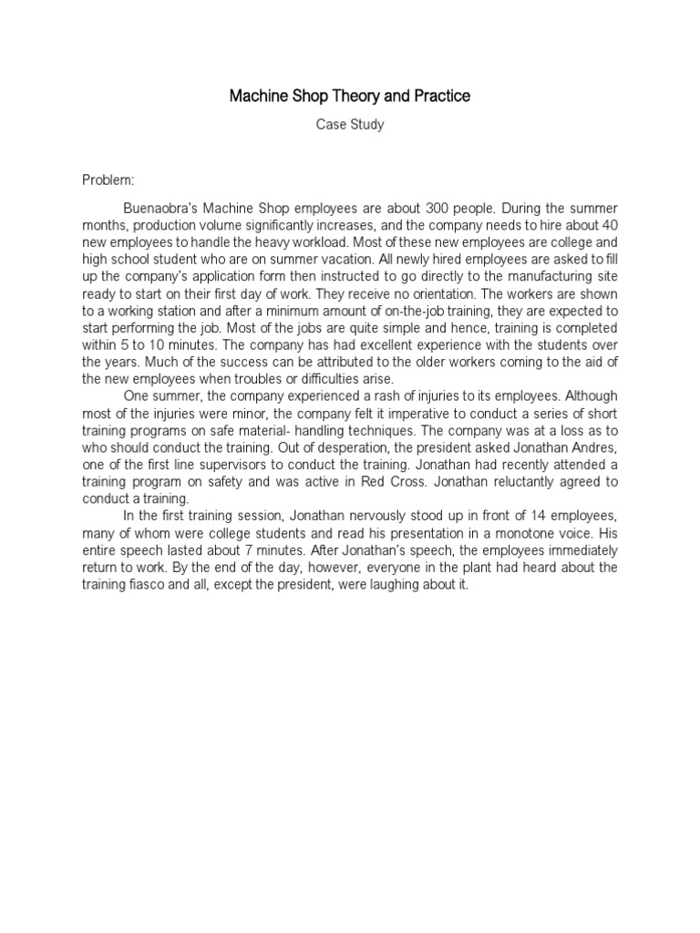 Machine Shop Theory Case Study | PDF | Cognition | Business
