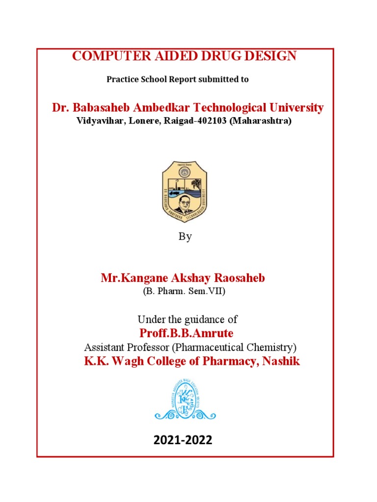 Analysis of an M.Pharm Student Project Report on Computer Aided Drug ...