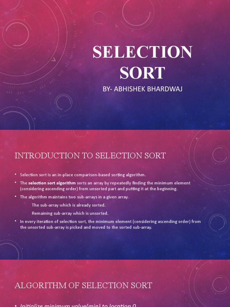 Selection Sort By Abhishek Bhardwaj Pdf Array Data Structure Algorithms And Data Structures