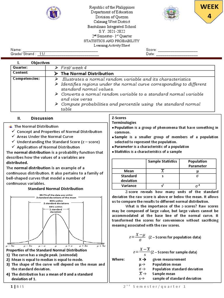 The Normal Distribution: Standard Normal Values. and Vice Versa | PDF ...
