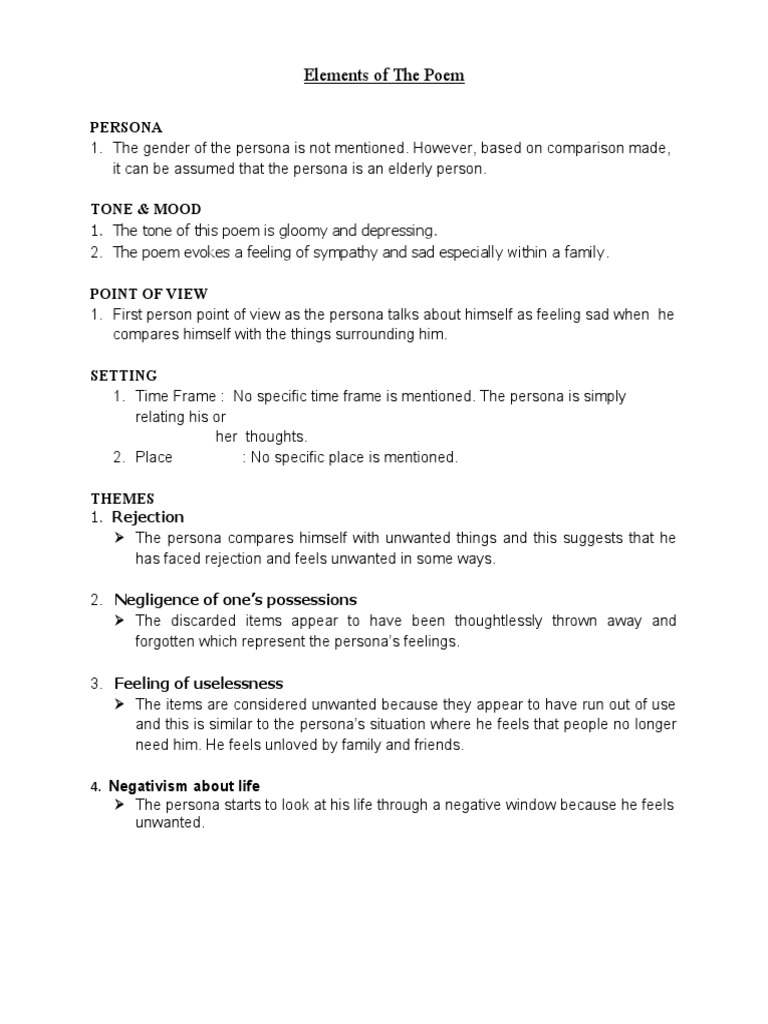 Elements of The Poem: Persona | Download Free PDF | Poetry | Linguistics