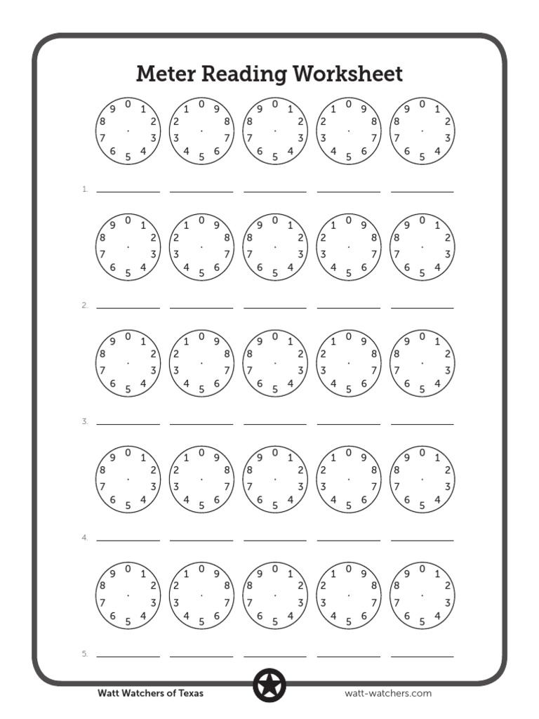 Sample Meter Reading Worksheet | PDF