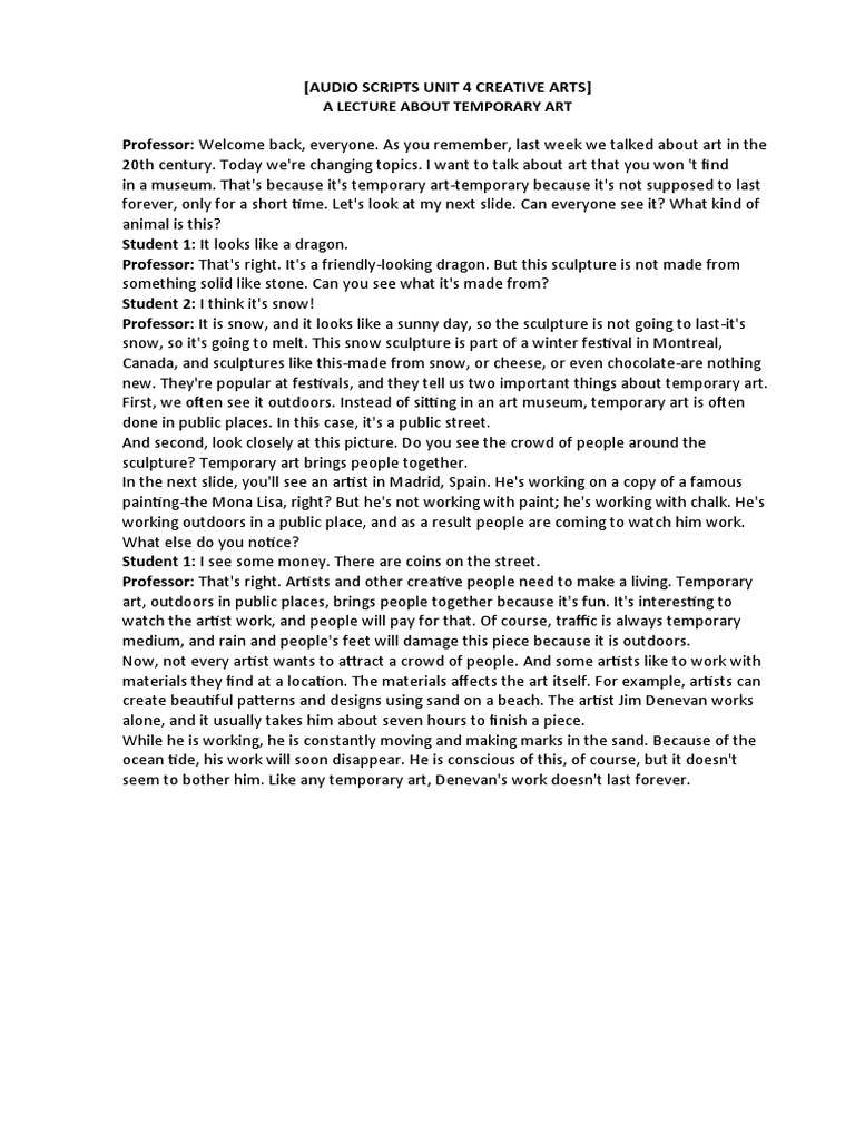 (Scripts) Creative Arts | PDF