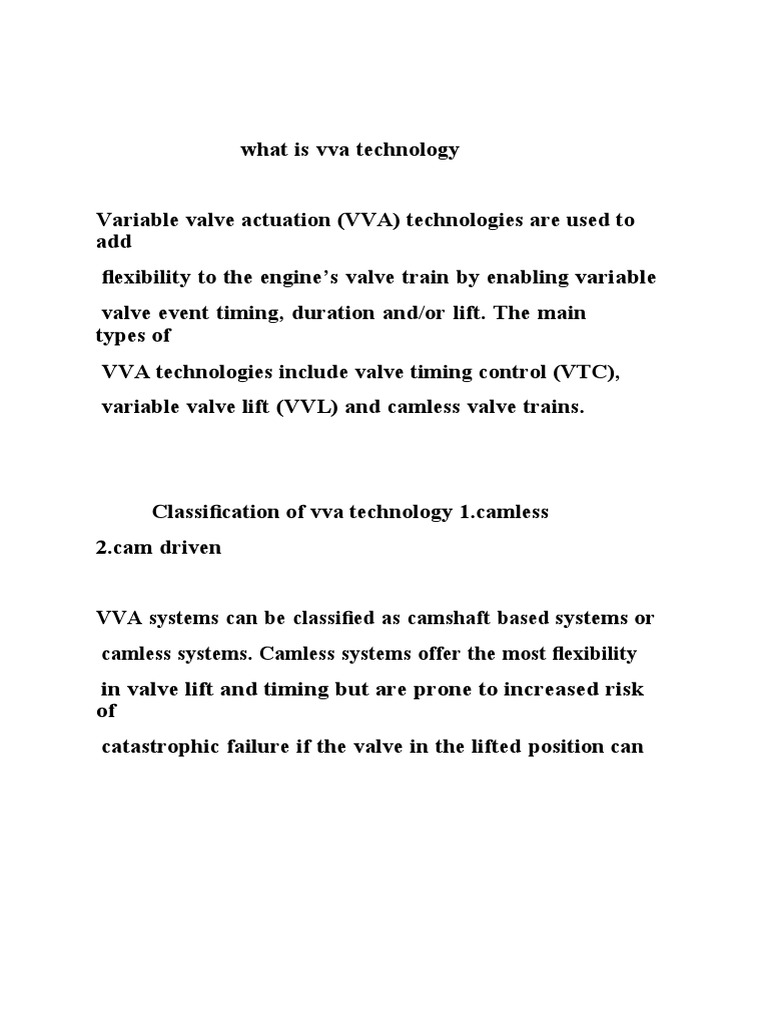 Vva | PDF | Engine Technology | Mechanical Engineering