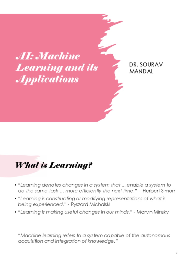 Machine Learning and Applications (5L) | PDF | Receiver Operating Characteristic | Statistical ...