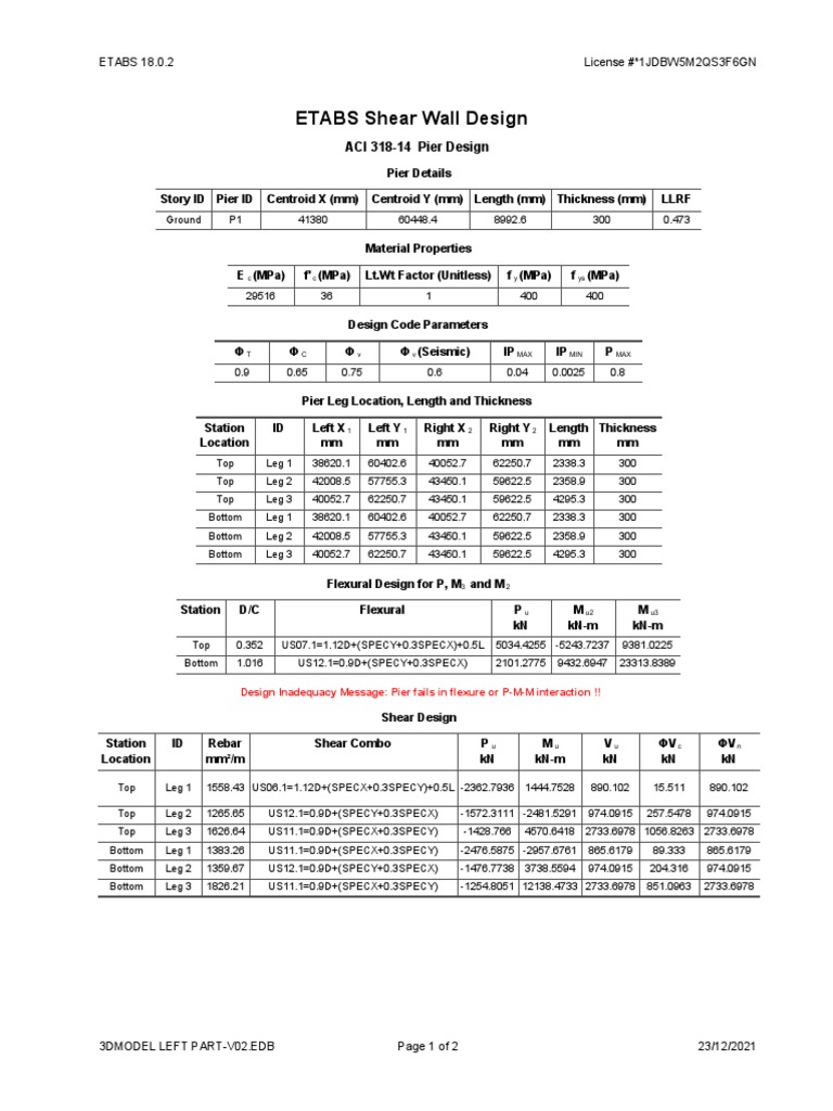 ETABS Shear Wall Design | PDF | Economic Sectors | Materials Science