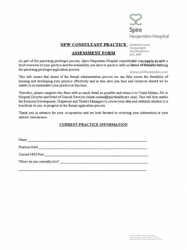 New Consultant Practice Assessment Form | PDF | General Practitioner ...