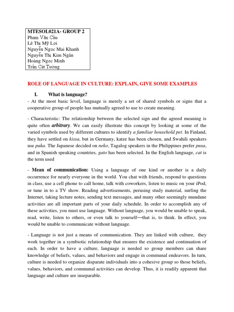 (Content) GROUP 2-ROLE OF LANGUAGE IN CULTURE | PDF | Communication ...