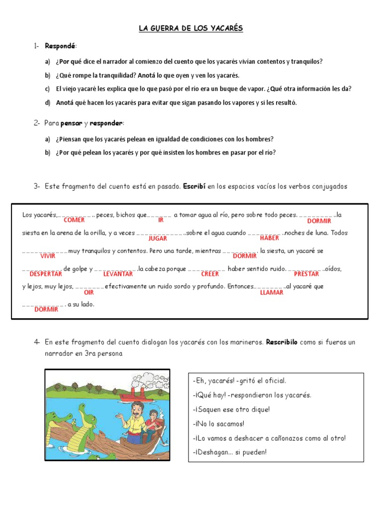 Actividades sobre "La guerra de los yacarés" | PDF