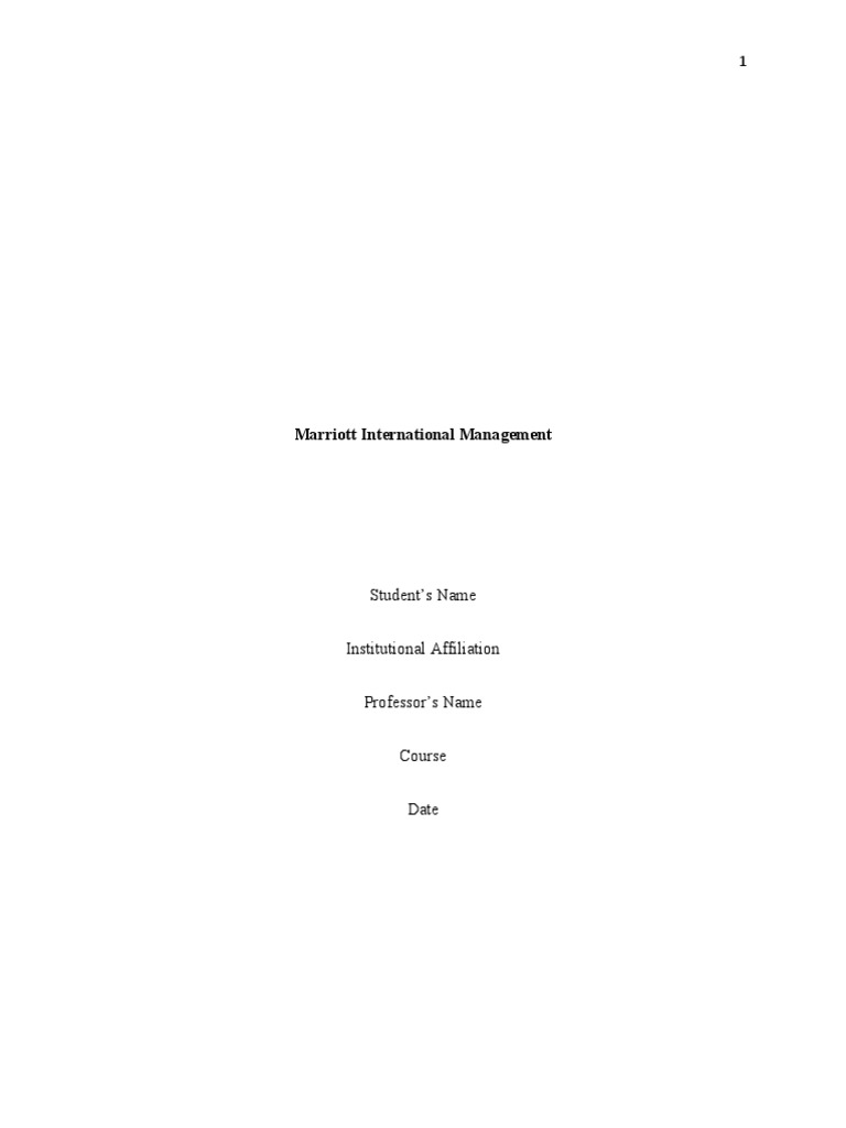 Marriott International Organizational Structure | PDF | Strategic ...