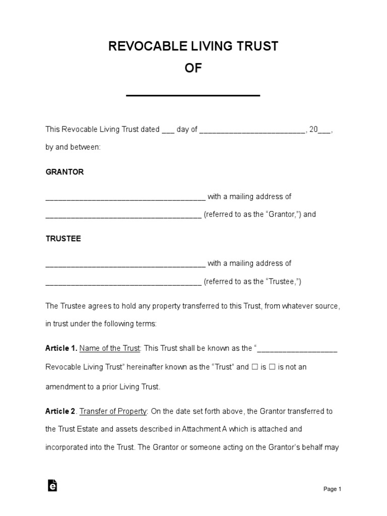 Revocable Living Trust Form | PDF | Trust Law | Trustee