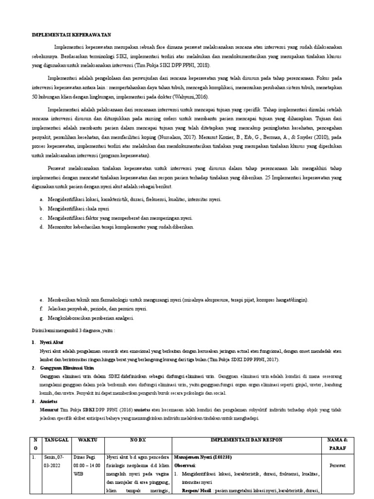 LMT Askep Teori Dan Tabel Implementasi KEPERAWATAN | PDF