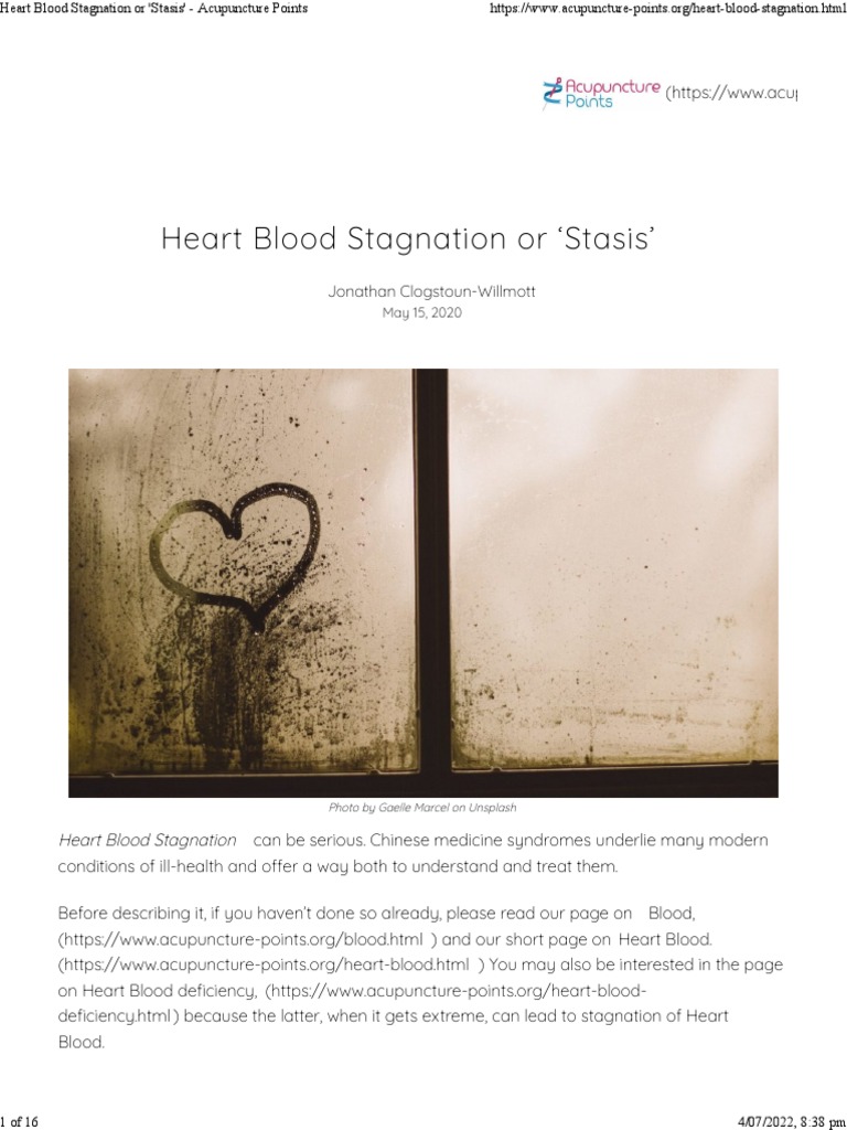 Heart Blood Stagnation or 'Stasis' - Acupuncture Points | PDF ...