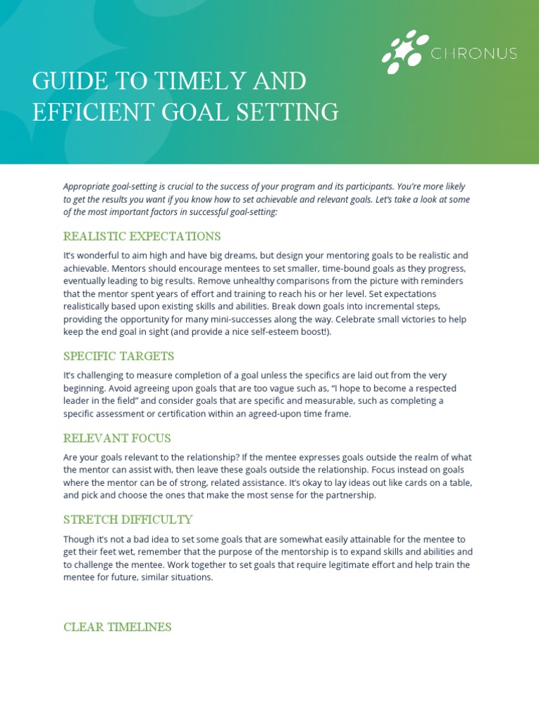 Guide To Timely and Efficient Goal Setting: Realistic Expectations ...