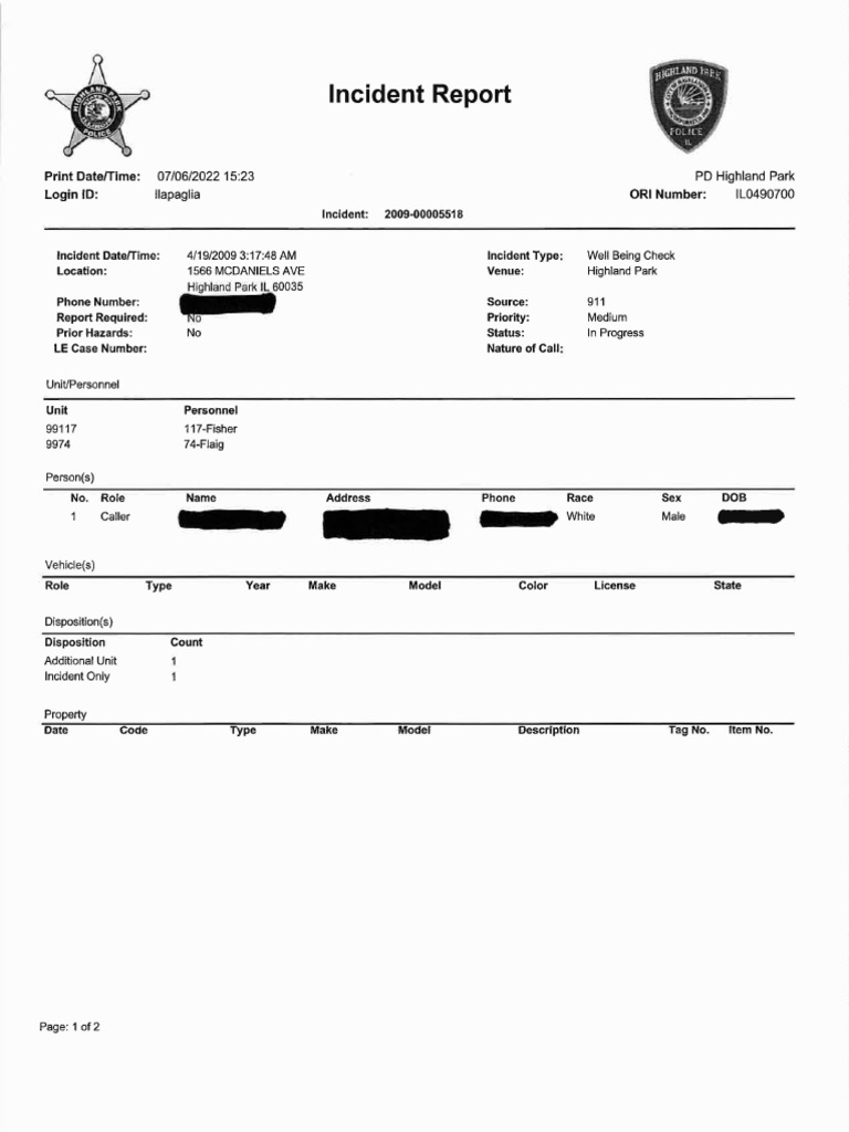 1566 McDaniels Police Reports | PDF