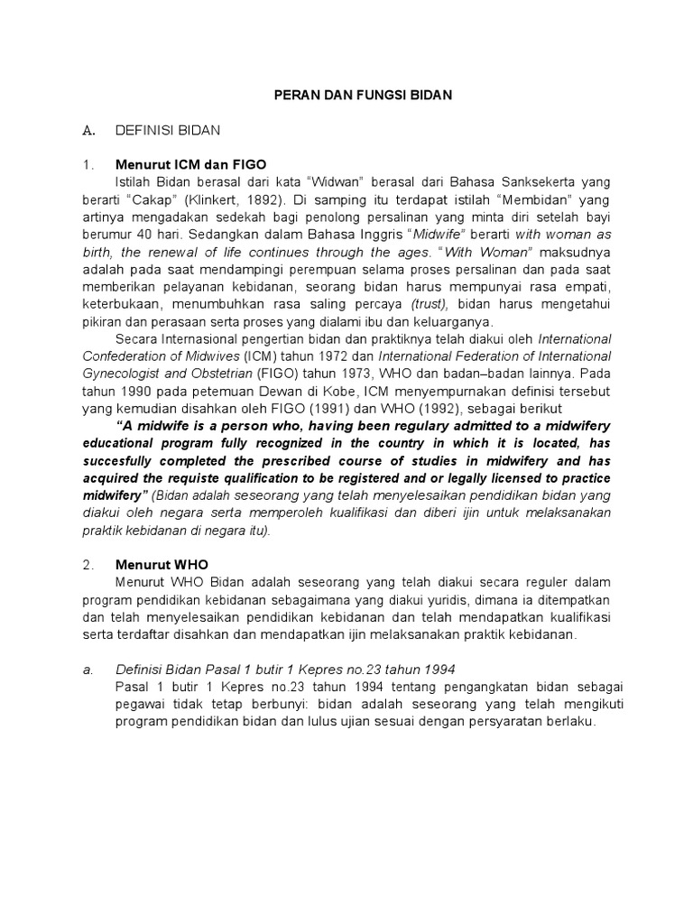 Peran Dan Fungsi Bidan Pdf