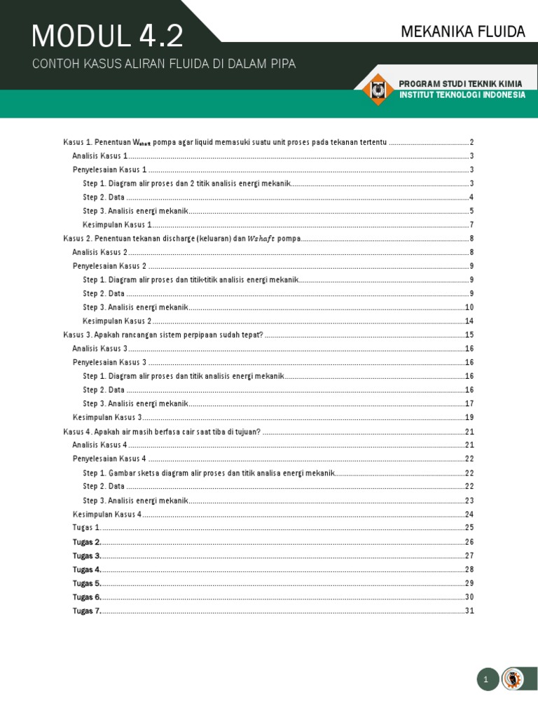 Modul 4.2 - MekFlu - Contoh Kasus Aliran Fluida Di Dalam Pipa - 070421 | PDF