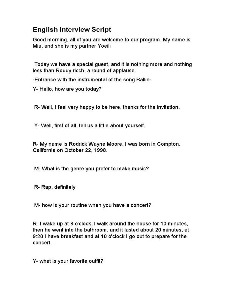 English Interview Script | PDF