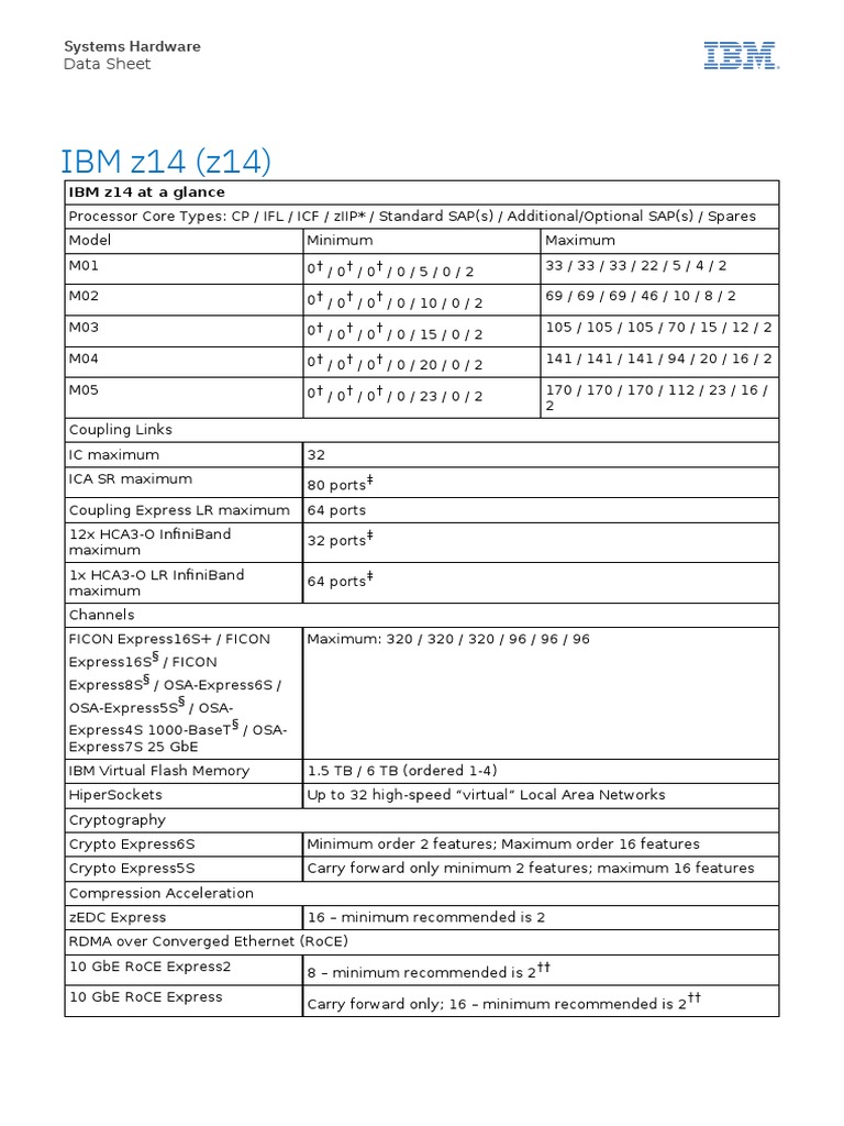 IBM z14 (z14) : Data Sheet | PDF | System Software | Computer Engineering