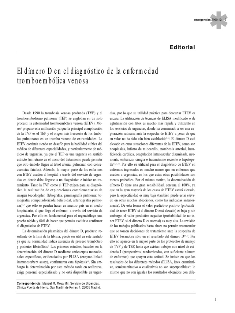 Dimero D | PDF | Diagnostico medico | Medicina CLINICA