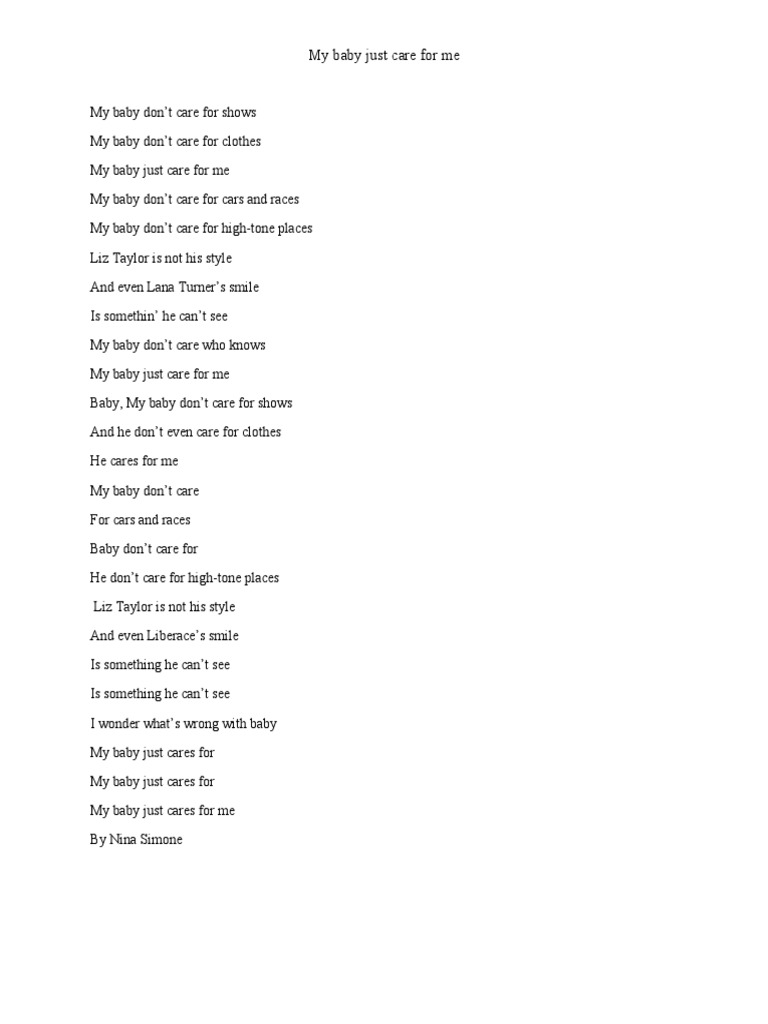 My Baby Just Care for Me | PDF