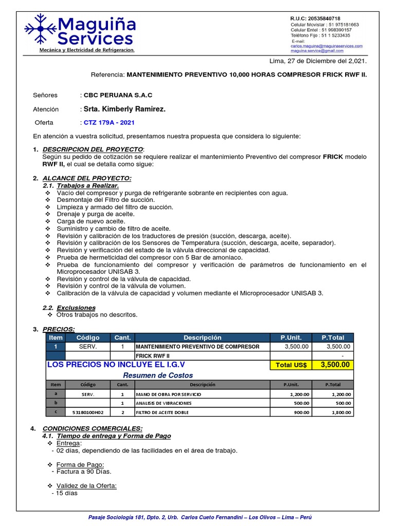 CTZ MS 179a-2021 CBC Peruana (Mantenimiento Preventivo de Compresor ...