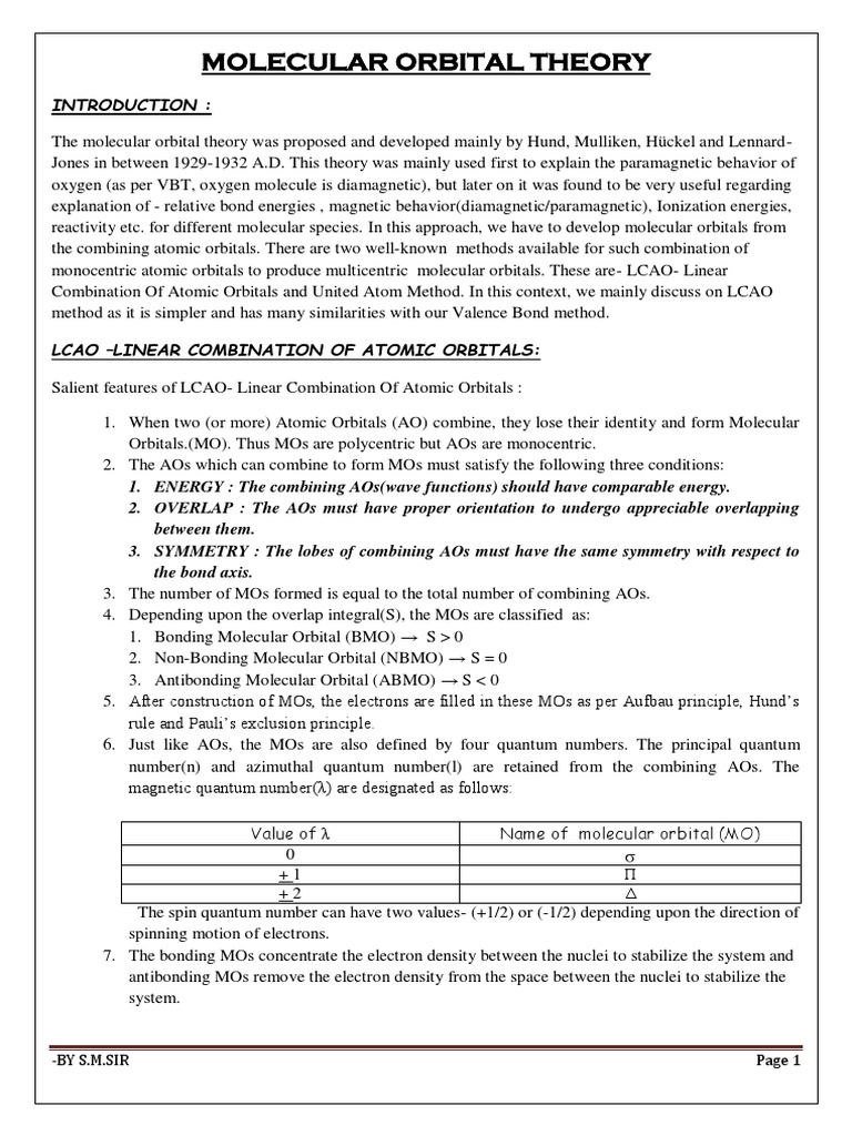 BMO vs ABMO: Key Differences Explained | PDF | Molecular Orbital ...