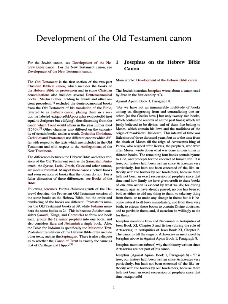 Development of The Old Testament Canon | PDF | Septuagint | Biblical Canon