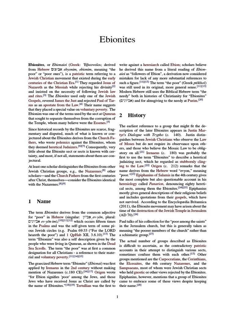 Ebionites: 2 History | PDF | Jewish Christian | Christianity And ...