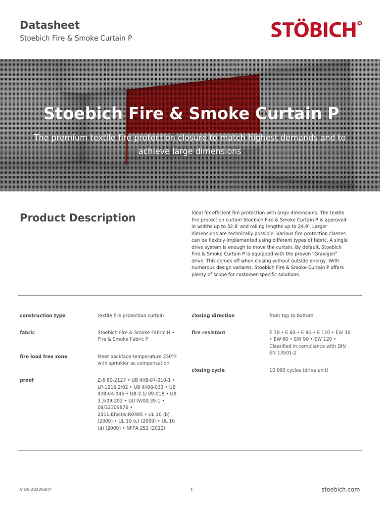 Stoebich Fire & Smoke Curtain P: Datasheet | PDF | Manufactured Goods ...