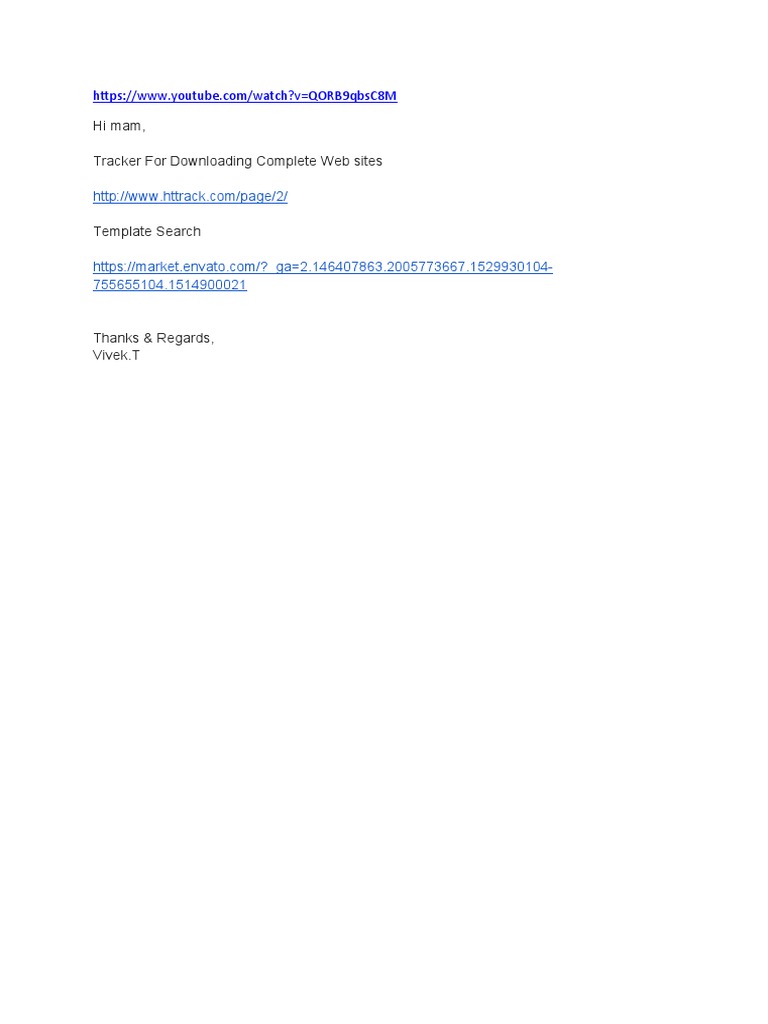 Hi Mam, Tracker For Downloading Complete Web Sites | PDF
