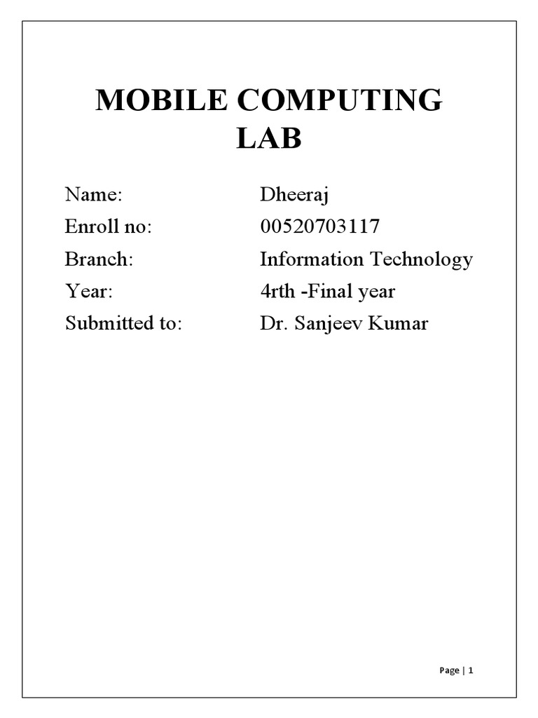 Mobile Computing Lab File | PDF | General Packet Radio Service | Gsm