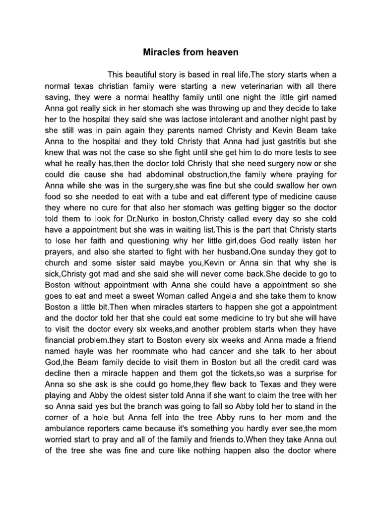 Miracle From Heaven | PDF