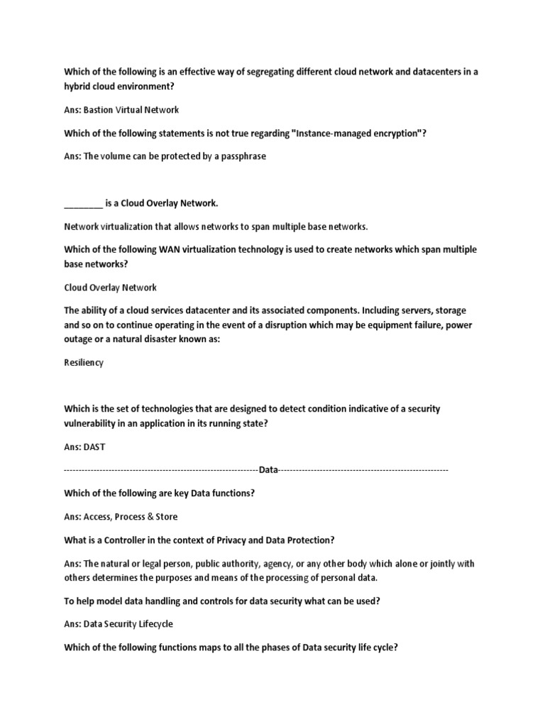 CCSK QB | PDF | Cloud Computing | Computer Network