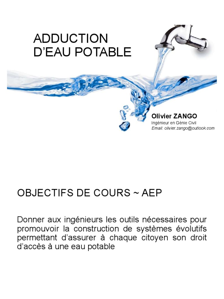 COURS ADDUCTION D'EAU POTABLE Version Finale | PDF | Stockage de l ...