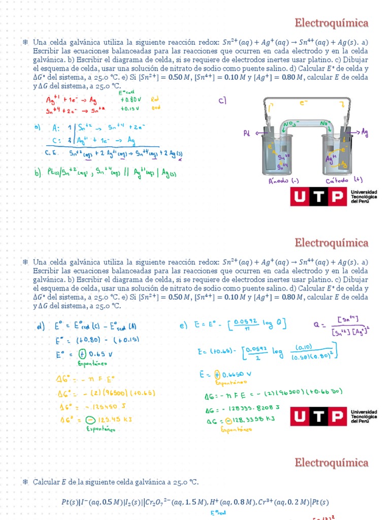 05 Electroquimica Ejercicios Clase | PDF