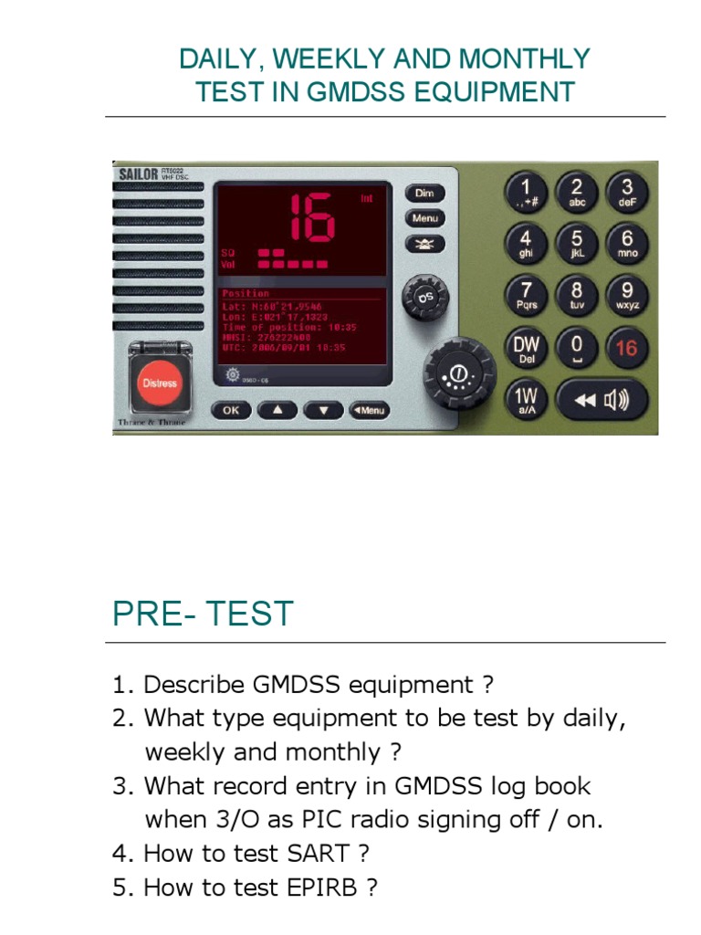 Daily, Weekly and Monthly Test in Gmdss Equipment | PDF ...