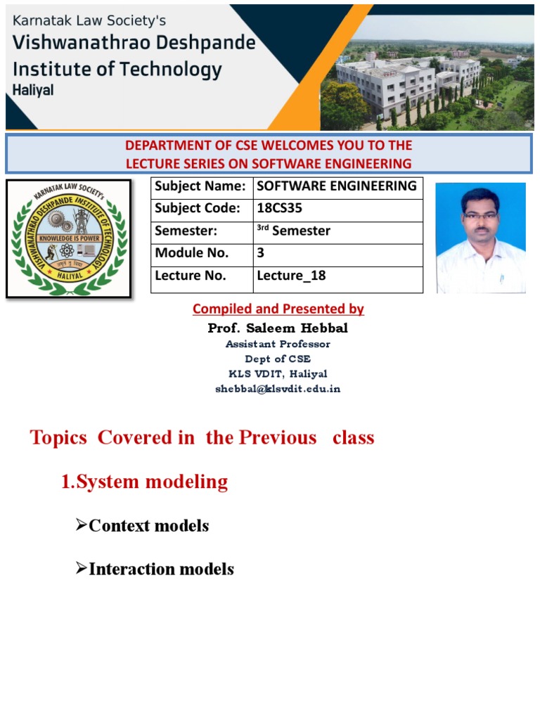 Software Engineering - 18CS35 - Module - 03 - L18 | PDF | Class (Computer Programming) | Data Model