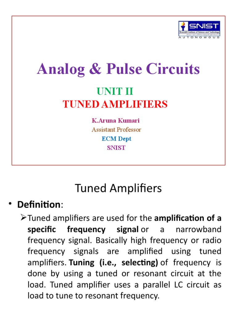 Analog & Pulse Circuits: Tuned Amplifiers | PDF | Inductor | Amplifier