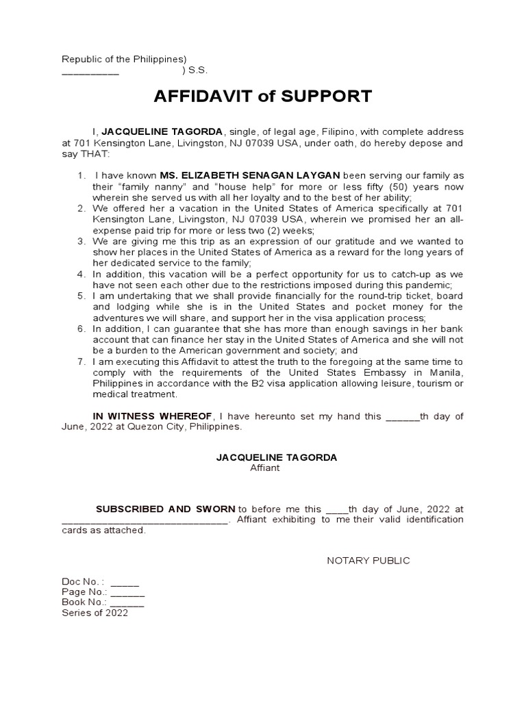 Edited - Affidavit of Support | PDF | Affidavit | Government