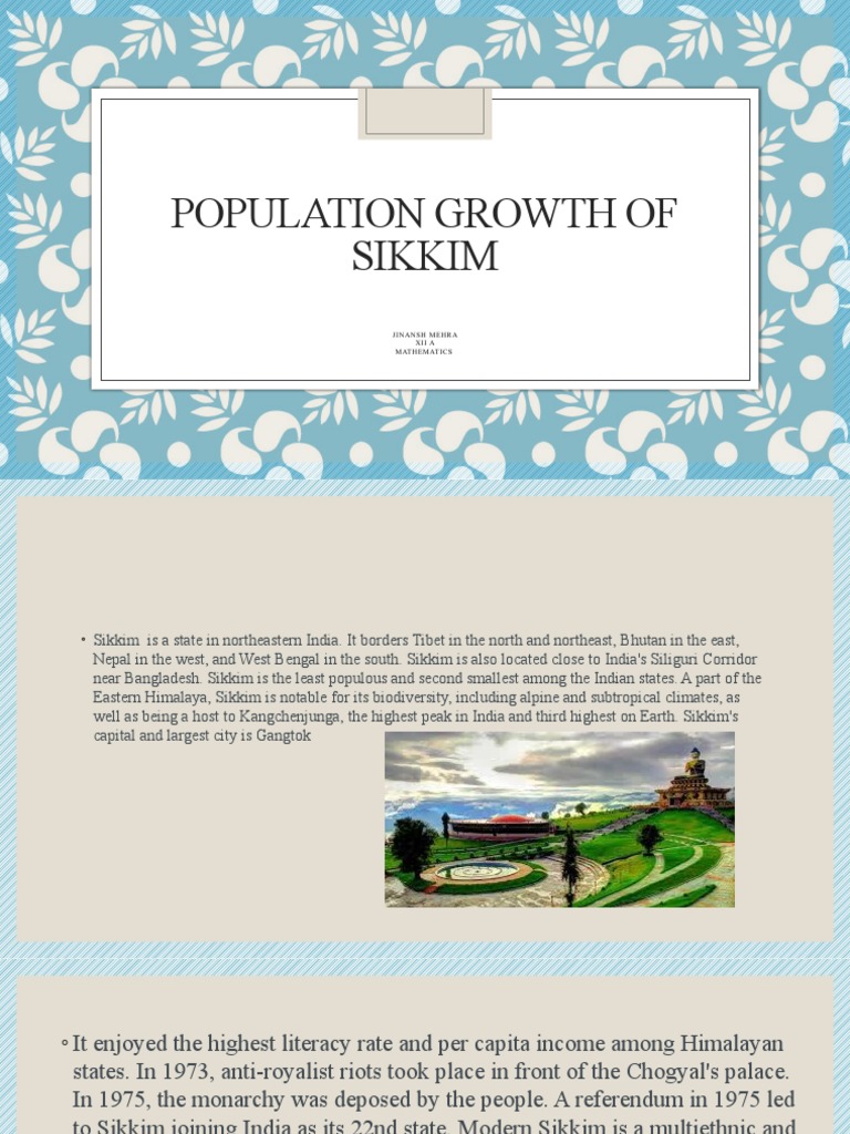 Population Growth of Sikkim: Jinansh Mehra Xii A Mathematics | PDF ...