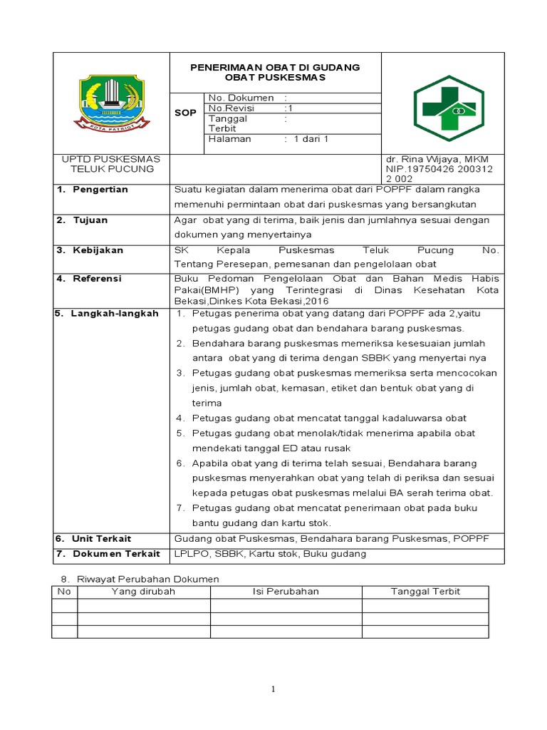 Sop Penerimaan Obat Pdf