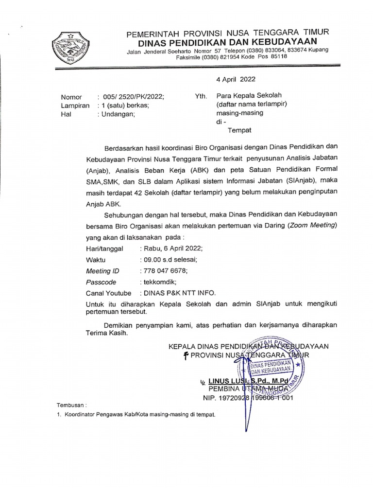 Undangan Zoom Meeting | PDF