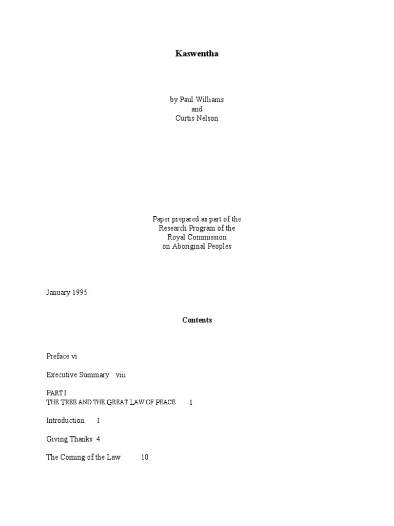 Kaswentha - Royal Commission | PDF | Iroquois