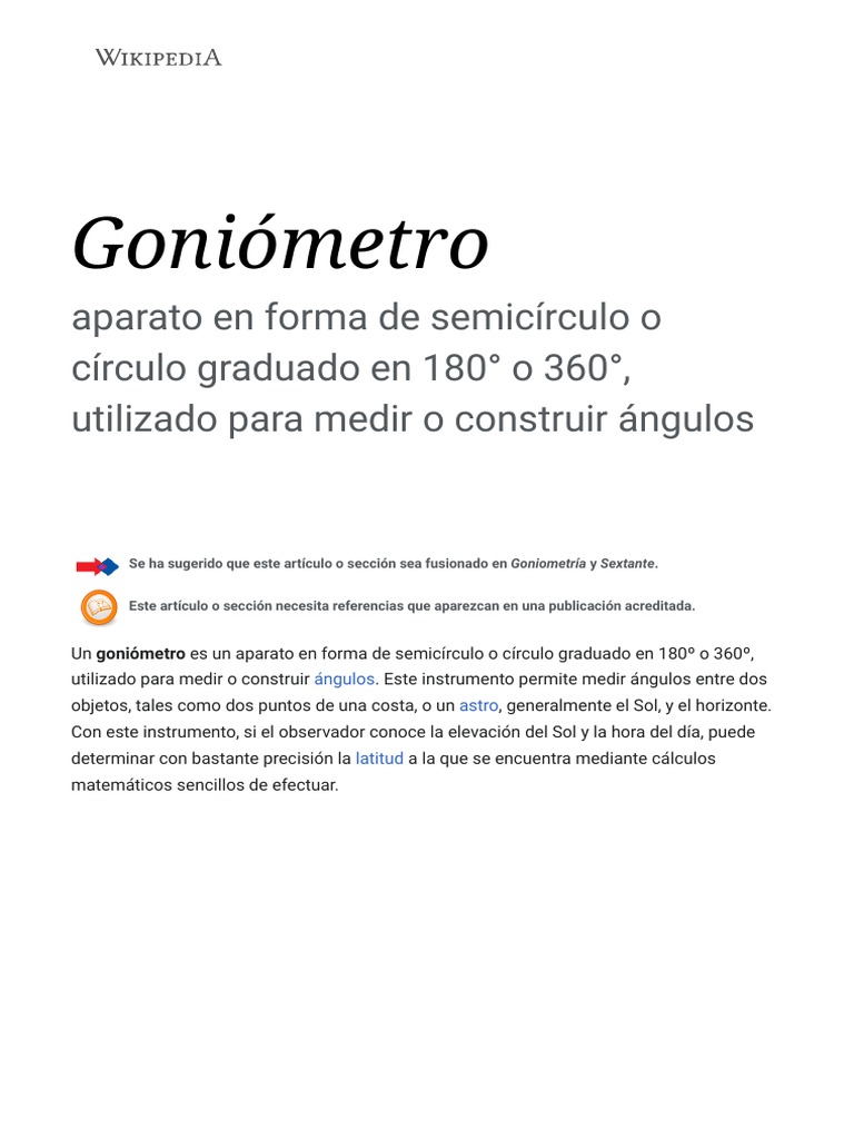 Goniómetro - Wikipedia, La Enciclopedia Libre | PDF