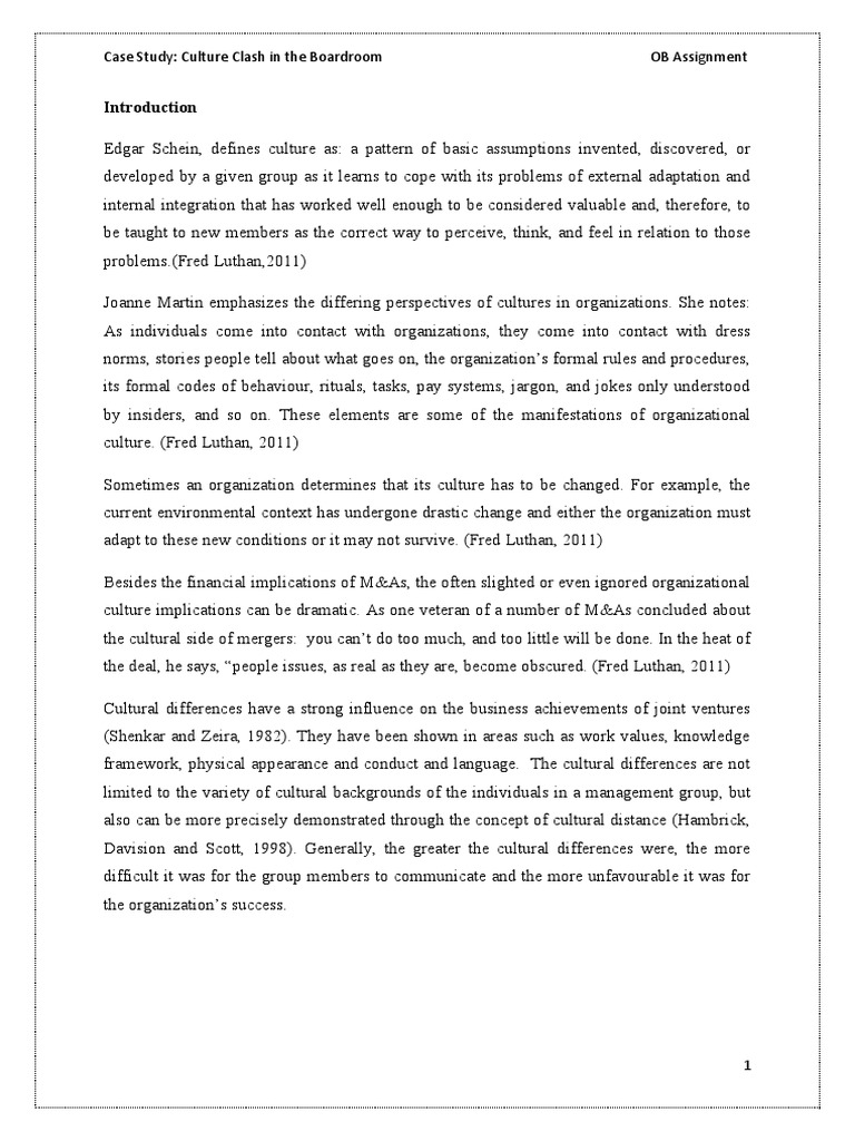 Case Study: Culture Clash in The Boardroom OB Assignment | PDF | China ...