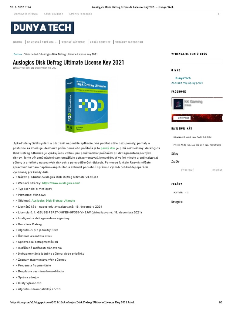 Auslogics Disk Defrag Ultimate License Key 2021 - Dunya Tech | PDF