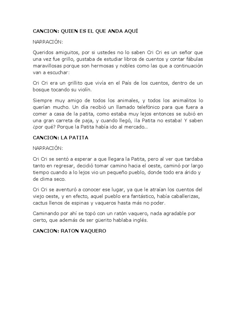 Cuento Con Canciones de Cri Cri | PDF