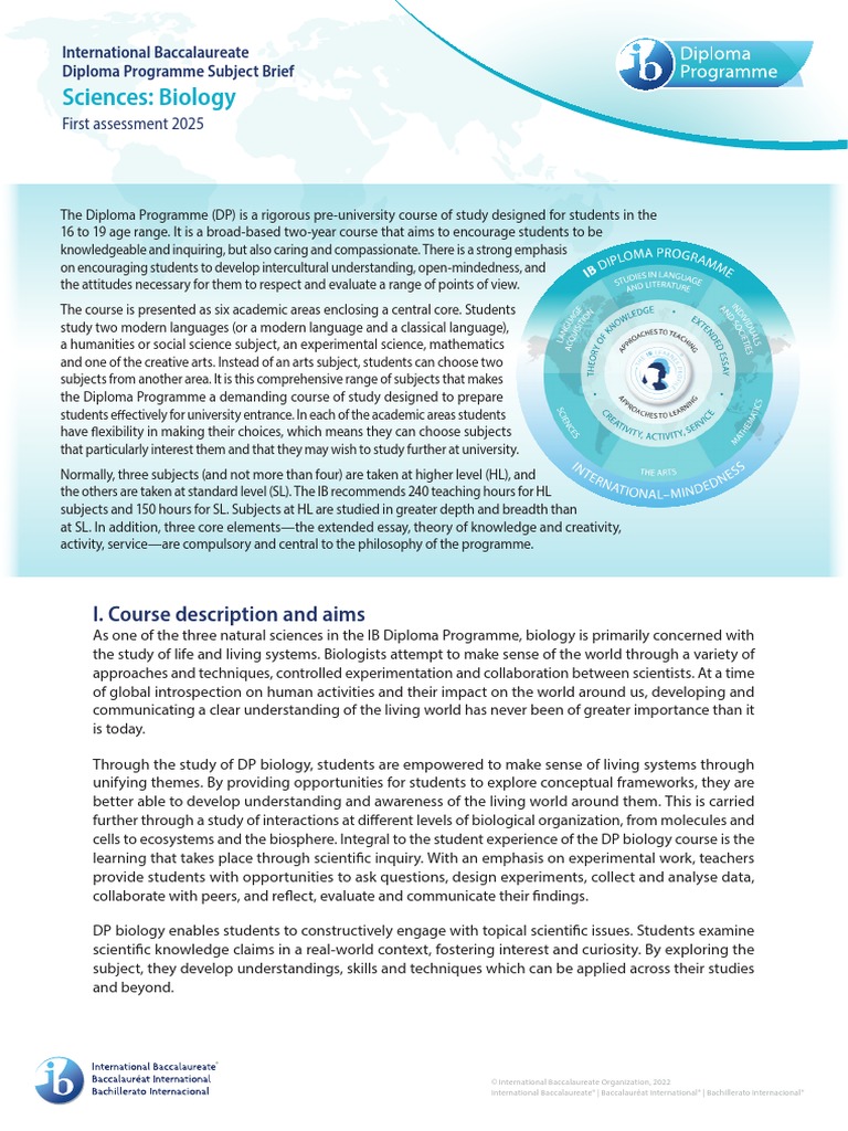 Sciences: Biology: I. Course Description and Aims | PDF | Educational ...